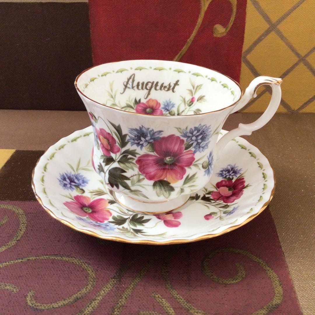 Royal Albert August Poppy Teacup and Saucer, Flower of the Month ...
