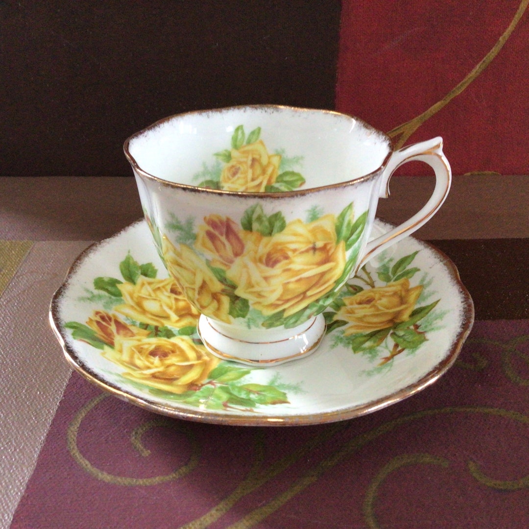 Royal Albert Tea Rose Teacup and Saucer, Yellow Roses Bone China ...