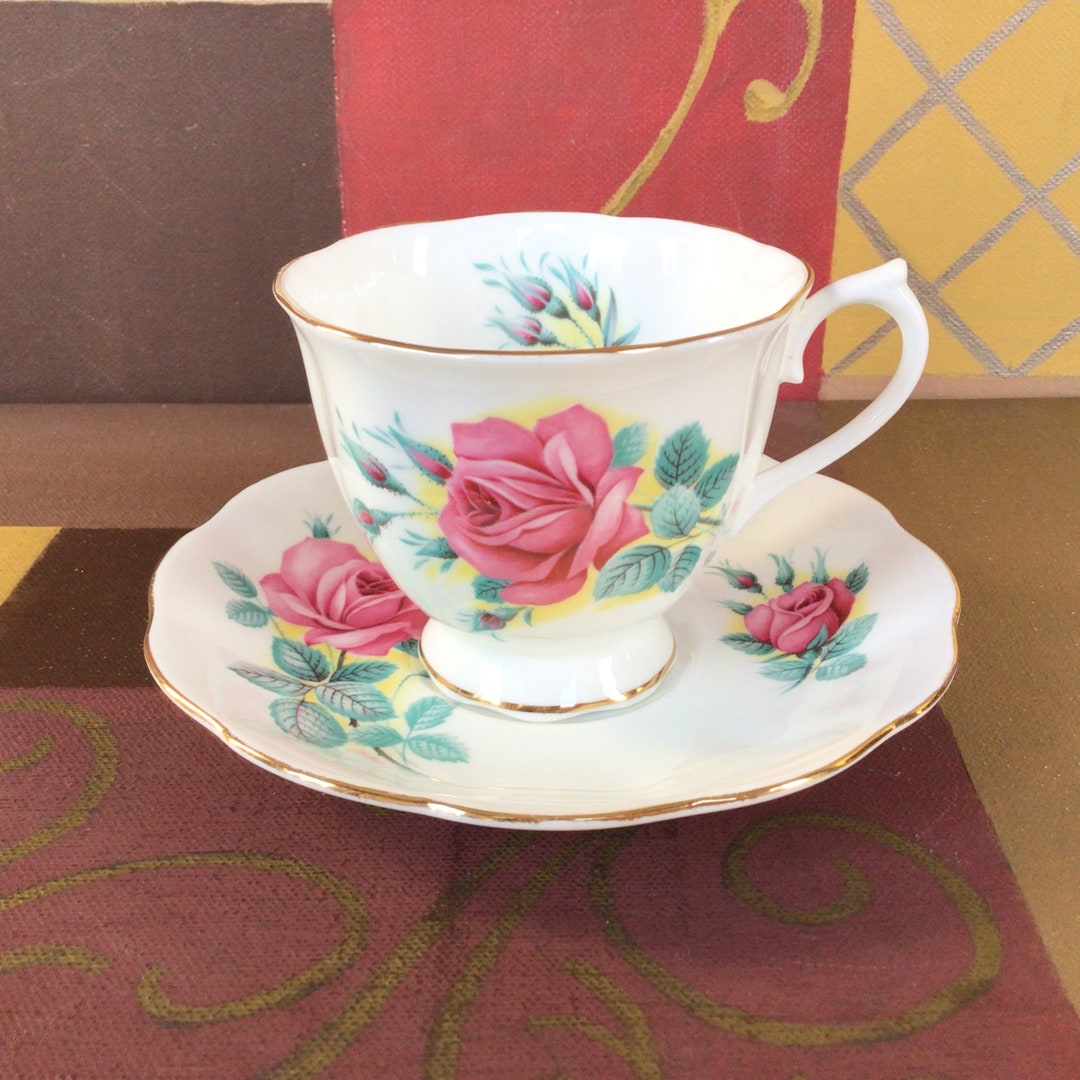 Royal Albert Pink Roses Teacup and Saucer, Bone China England Countess ...