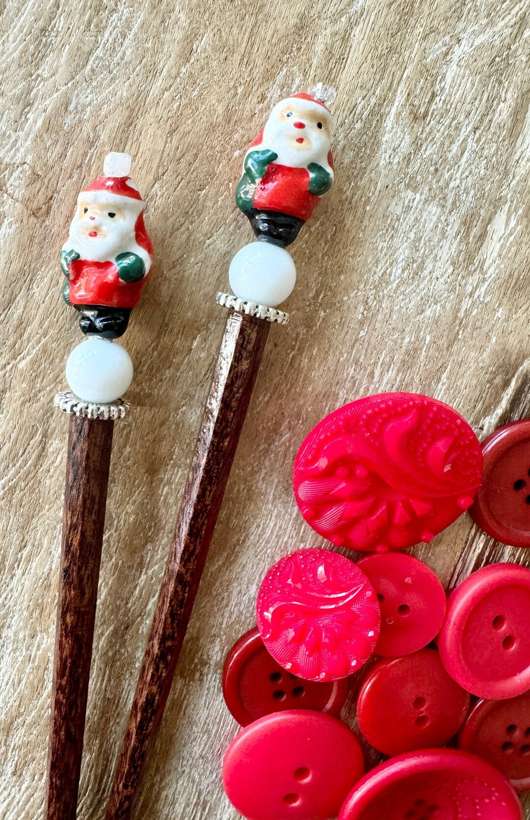 Vintage Santa Hair Sticks - Festive Holiday Hair - Christmas Hair Pins ...