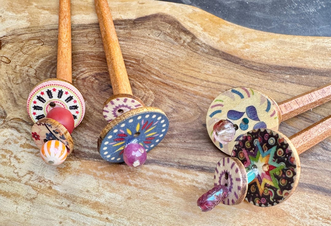 Wood Button Hair Sticks - Whimsical Button Art - Button Jewelry ...