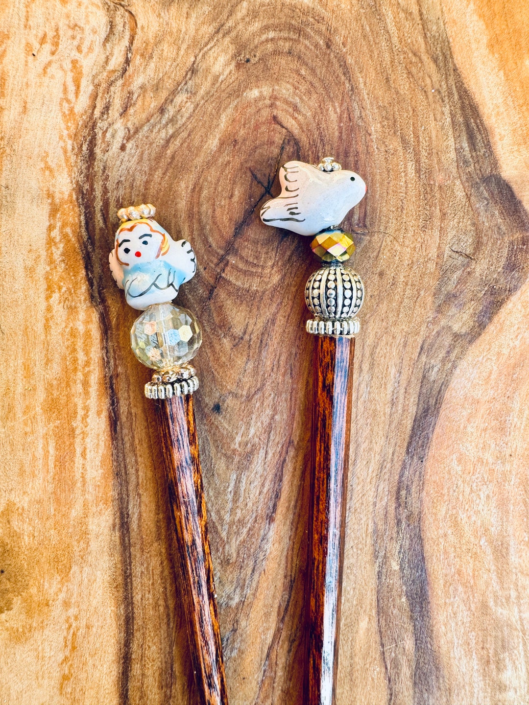 Angel and Dove Hair Sticks Angel With Dove Gift Longer Hair Sticks ...