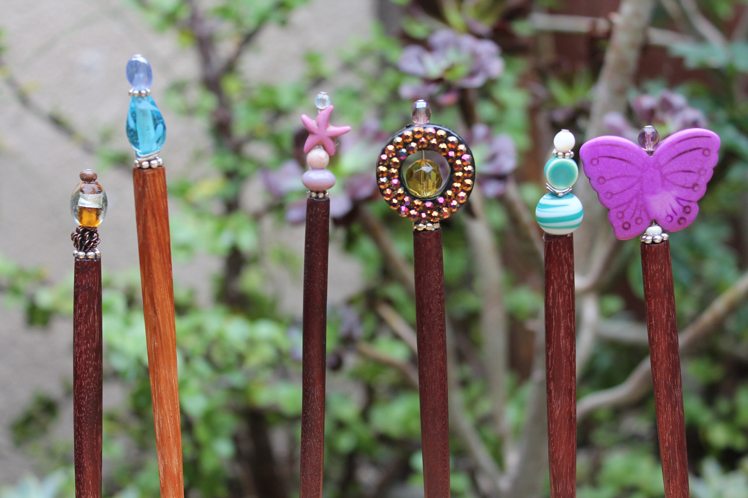 Set of 2 Beaded Hair Sticks / Mix and Match Wood Hair Sticks / | Etsy