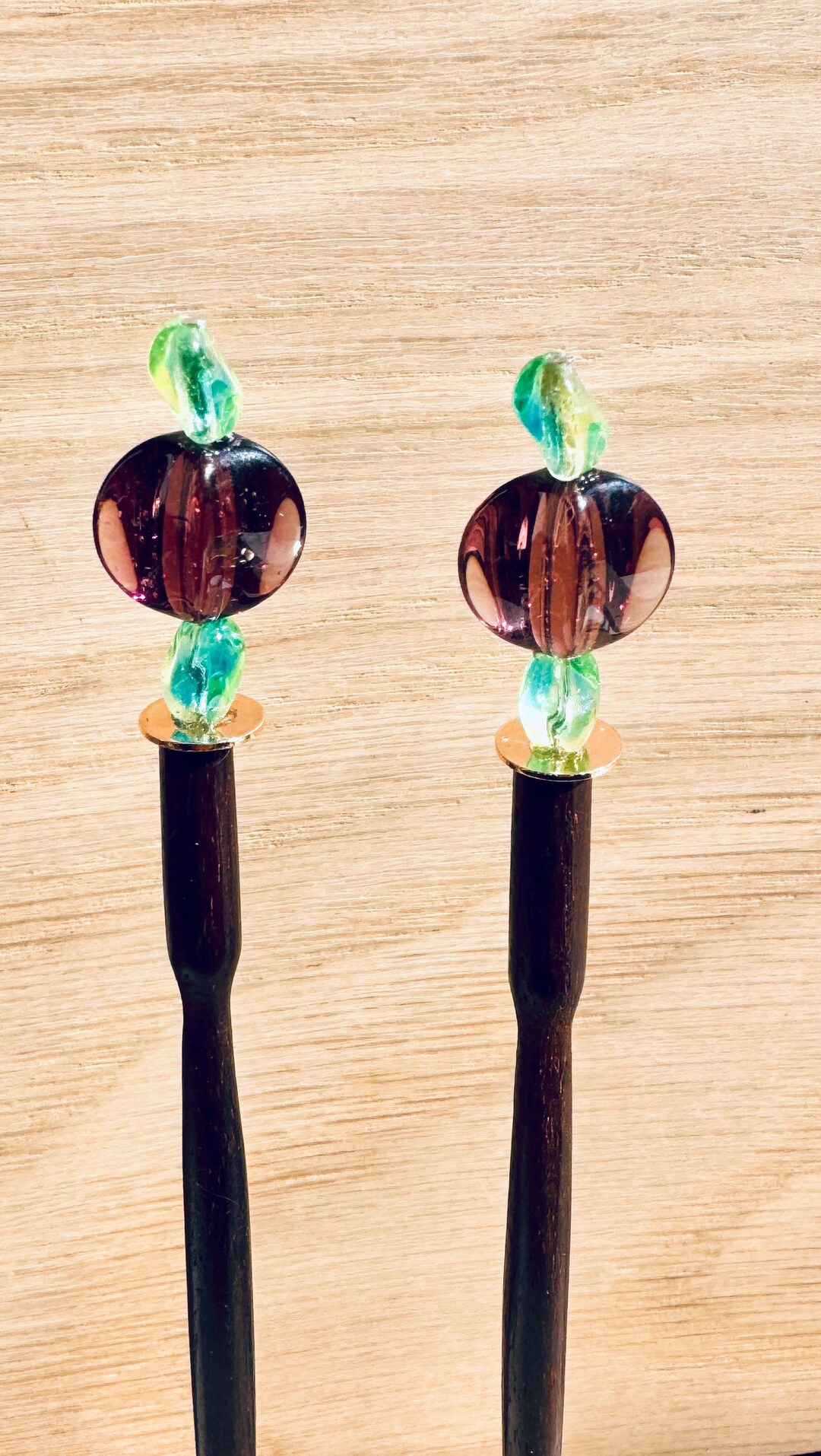 Glowing in the Dark Hair Sticks - Glow in UV Light - Czech Glass Hair ...