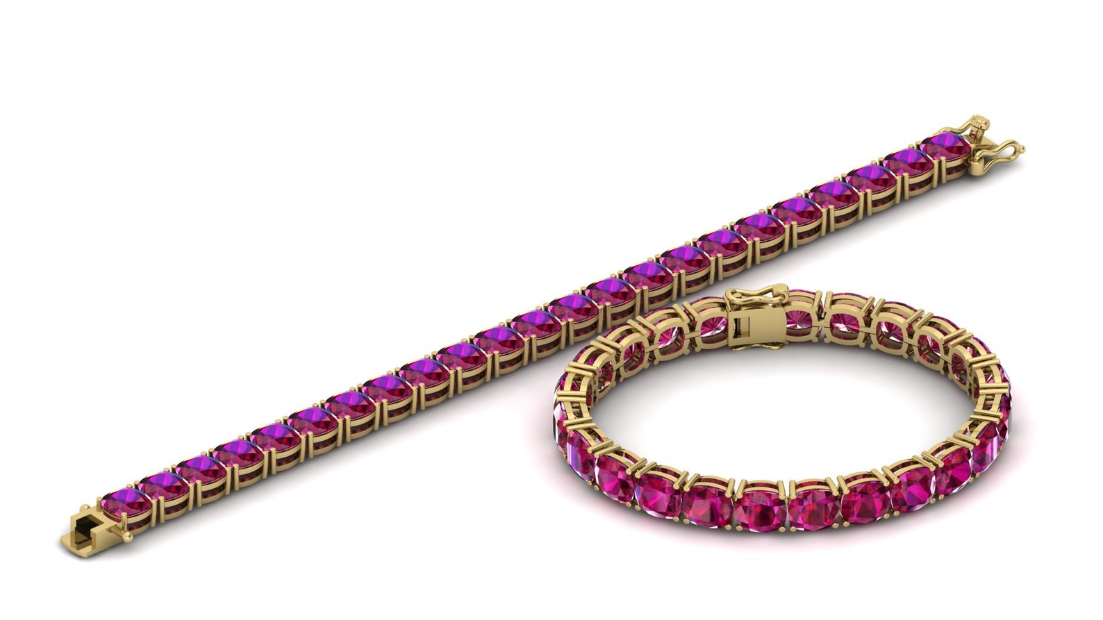 Cushion 7.00 Ruby Women Tennis Bracelet in Silver With GB Lock - Etsy
