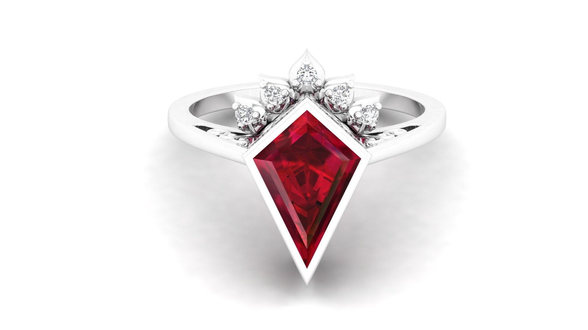 2.10cts Ruby Gemstone Engagement Ring Kite Shape Stone Ring - Etsy UK