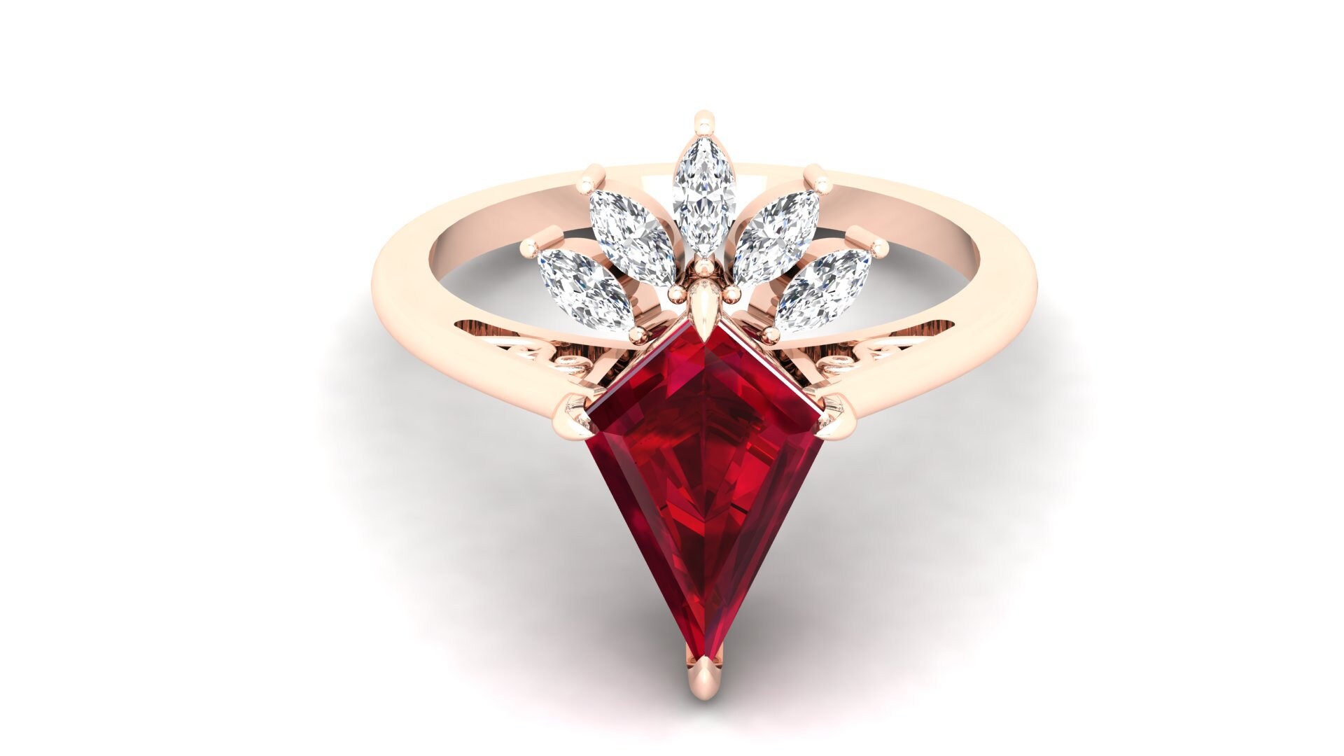 2.10cts Ruby Gemstone Engagement Ring, Kite Shape Stone Ring for Her ...