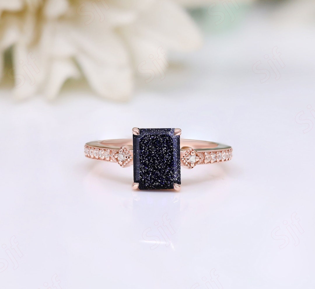 Natural Blue Sandstone Gemstone 14K Rose Gold Plated 925 Silver ...