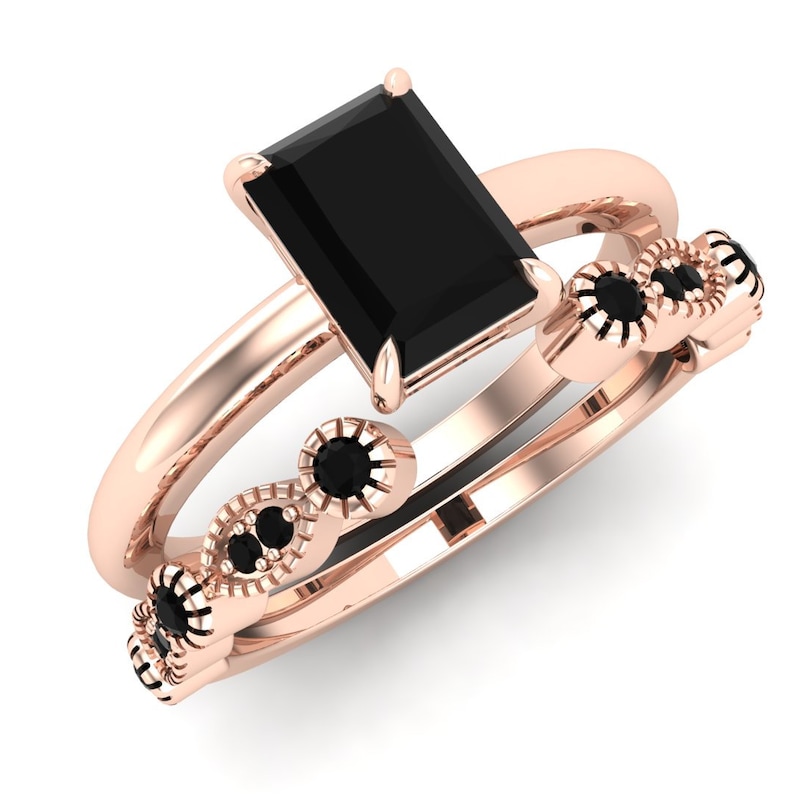 Black Gemstone Ring - Etsy