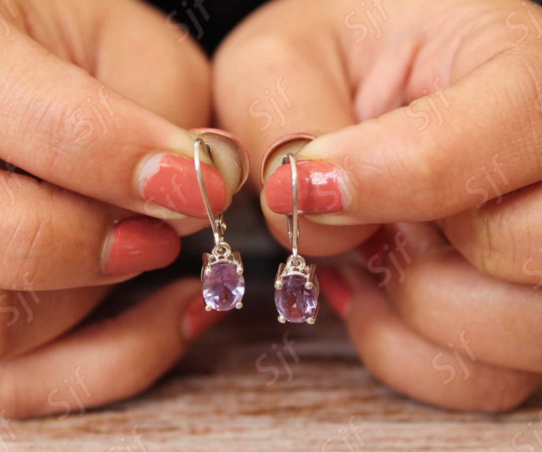 2.90ct, Lab Created Alexandrite Gemstone Earring, Dangle Earring ...