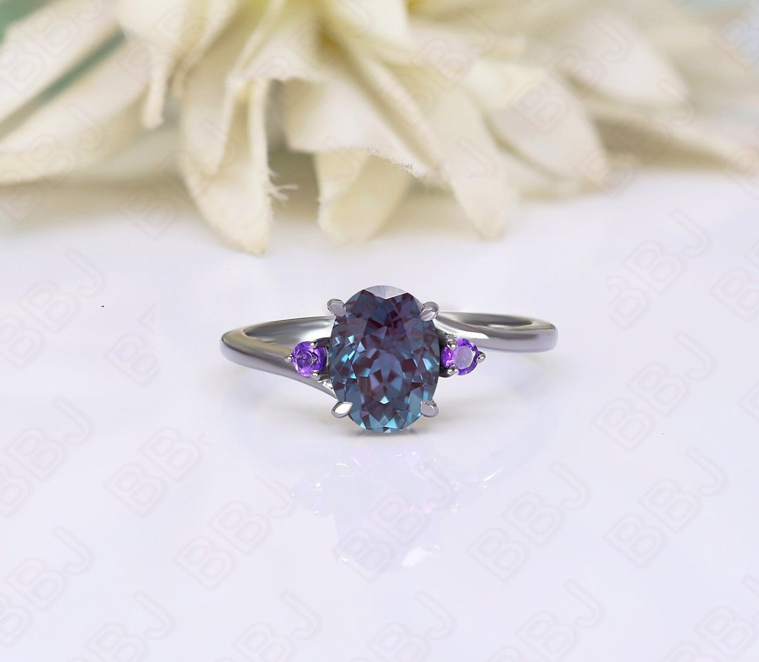 Alexandrite Wedding Ring Dainty Amethyst Engagement Ring Beautiful ...