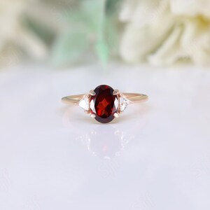Oval Shape Natural Red Garnet Engagement Ring for Love Wedding Ring ...