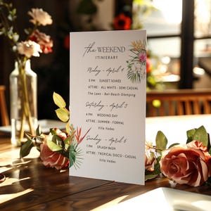 Welcome Card Wedding Itinerary Template Tropical Destination Wedding ...