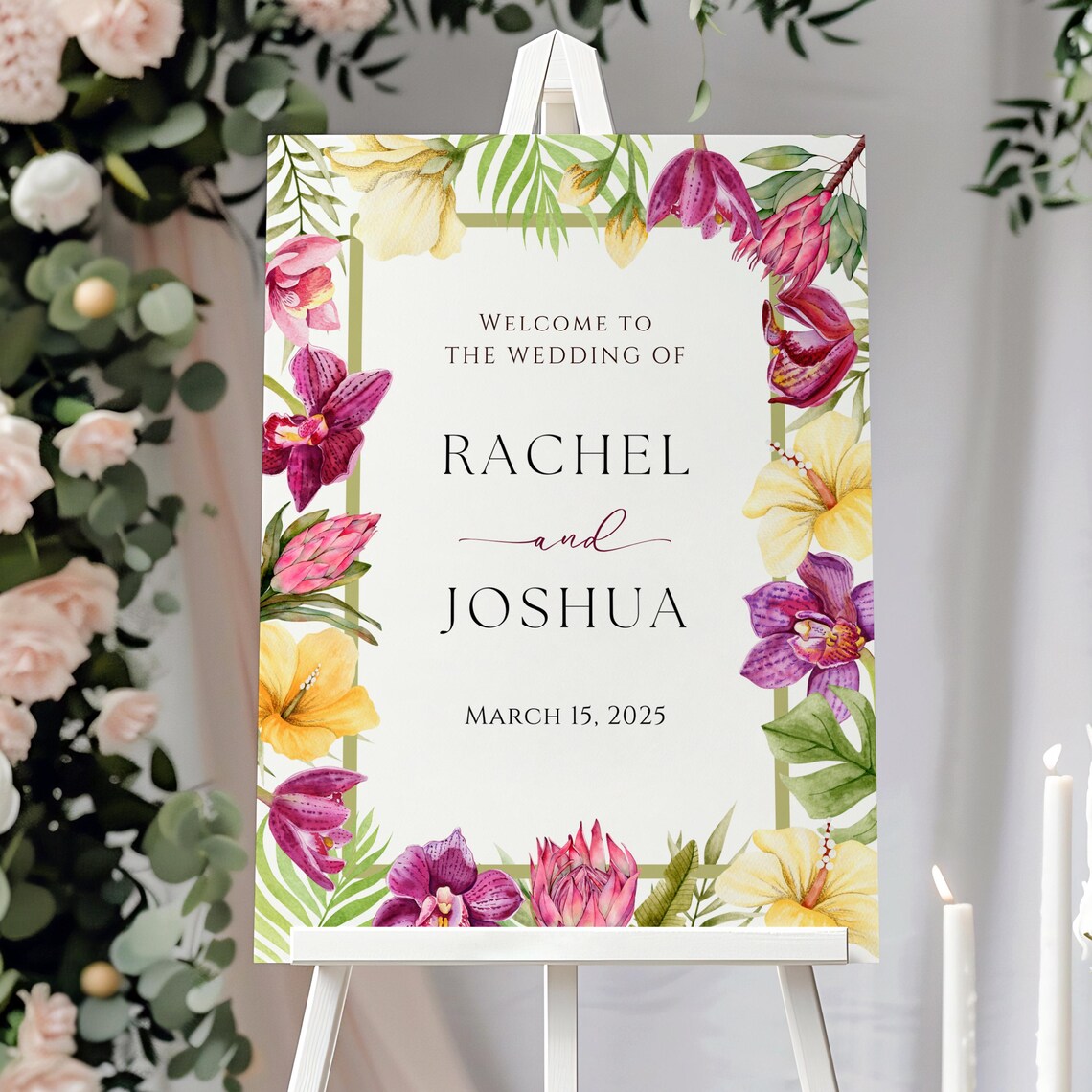 Floral Wedding Signage Template Wedding Sign Floral Bridal Shower Sign ...