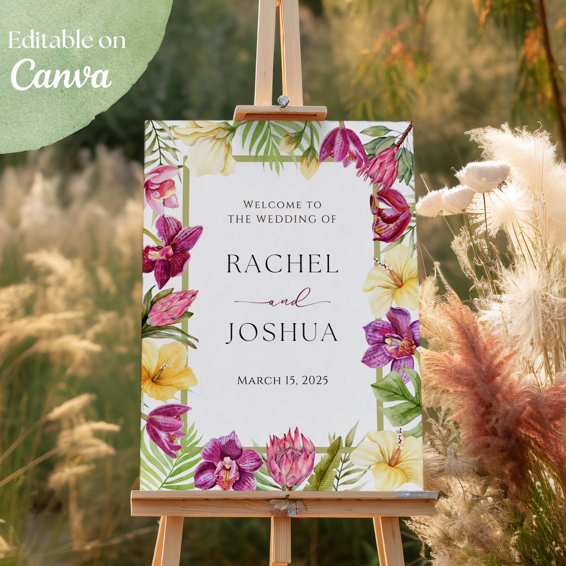 Floral Wedding Signage Template Wedding Sign Floral Bridal Shower Sign ...