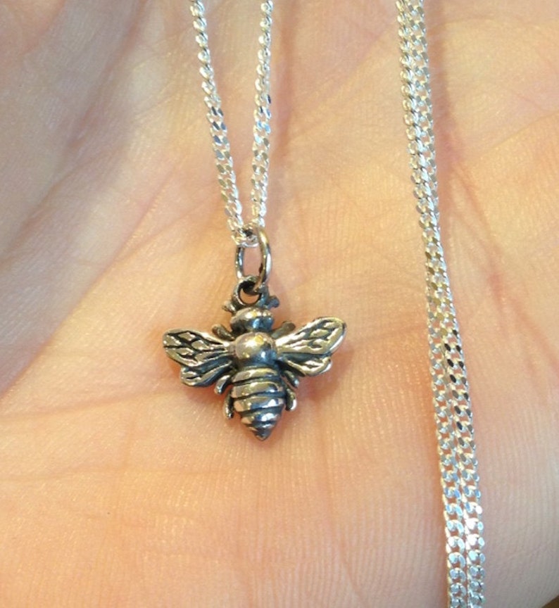 Sterling Silver Bee Charm Necklace / Small Honeybee Bumblebee - Etsy