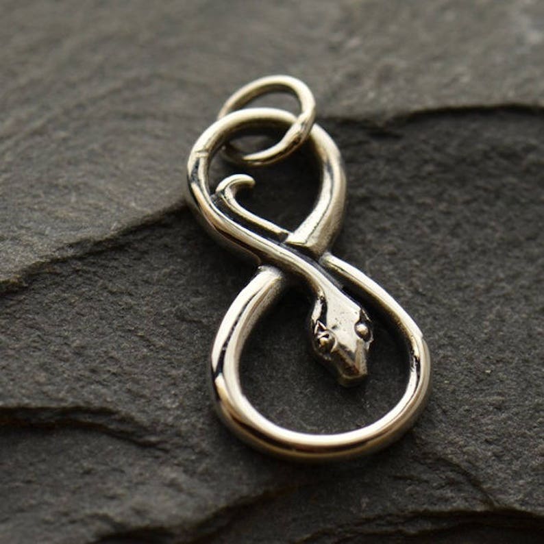 925 Sterling Silver Snake Charm / Serpent Infinity Link - Etsy