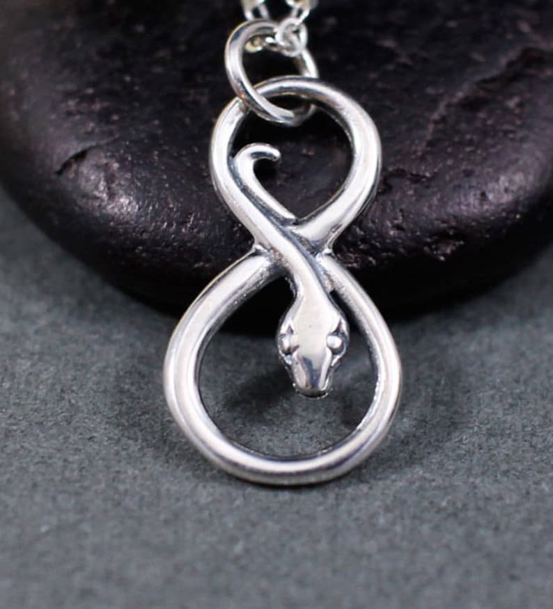 925 Sterling Silver Snake Charm / Serpent Infinity Link | Etsy