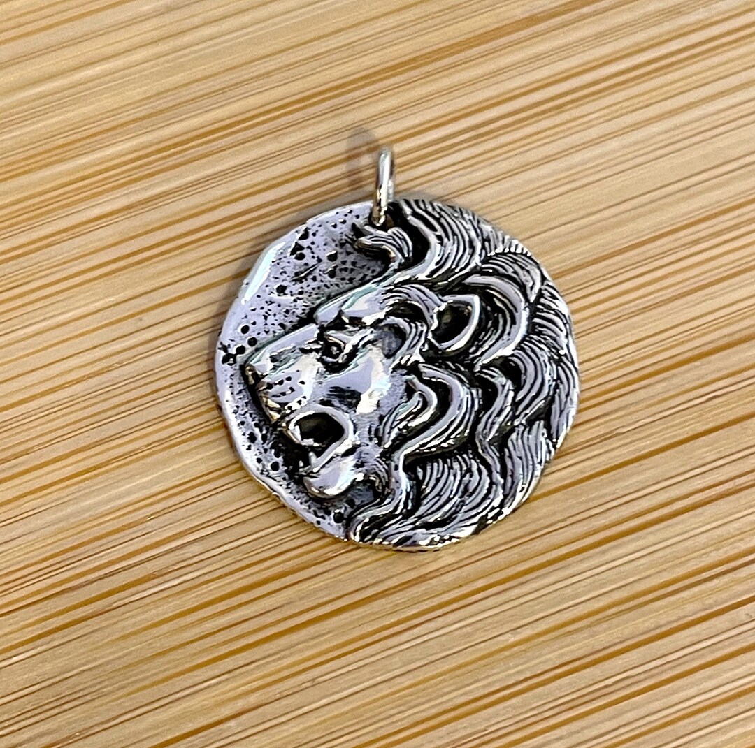 Mens Coin Necklace / Silver Lion Head Coin / Ancient Greek - Etsy UK
