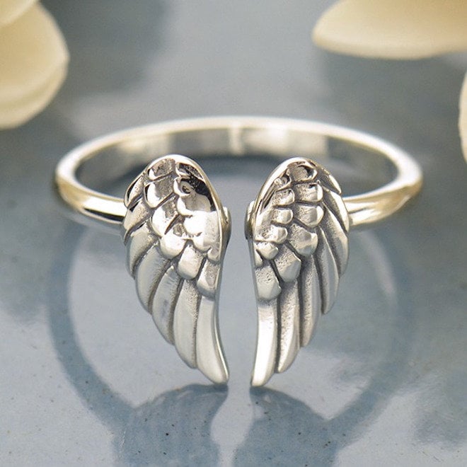 Sterling Silver Angel Wing Ring / Steampunk Goth / Adjustable - Etsy