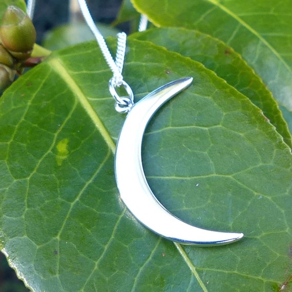 Moon Crescent Waxing Moon 925 Sterling Silver Necklace | Etsy