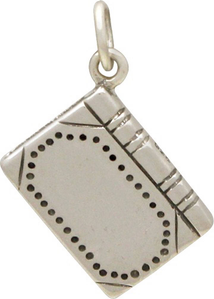Silver Book Charm Sterling Silver Book Necklace Librarian - Etsy