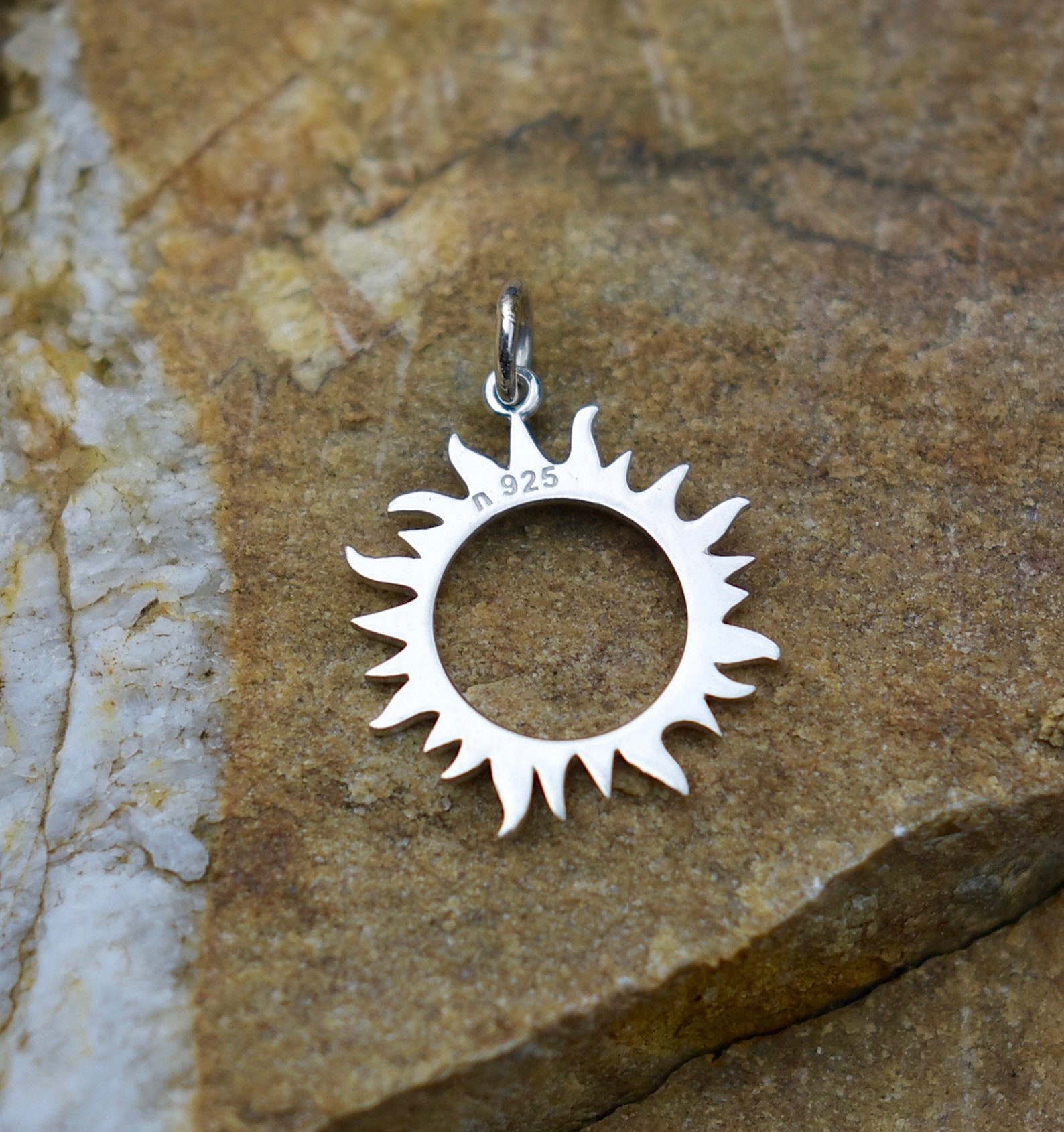 925 Sterling Silver Solar Eclipse Charm / Sun Moon Pendant / - Etsy