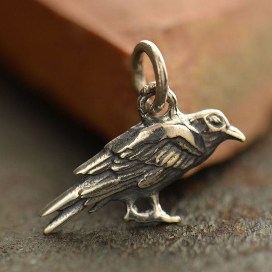 Sterling Silver Raven Charm Necklace / Pendant Gothic Dead / - Etsy