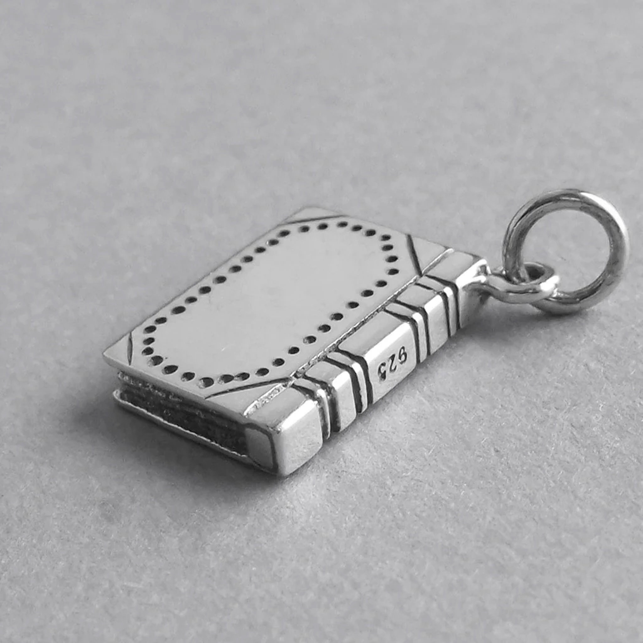 Silver Book Charm, Sterling Silver Book Necklace, Librarian Gift ...
