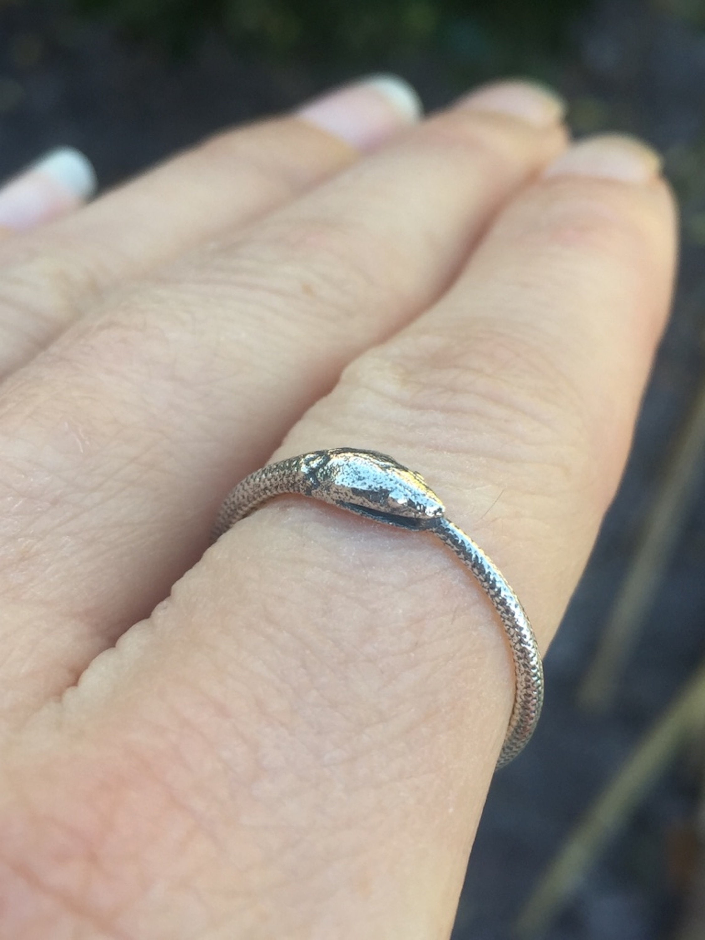 Ouroboros Silver Snake Ring, Serpent Reptile Gothic Goth, Stacking Ring ...