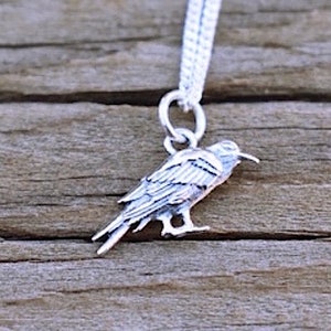 Sterling Silver Raven Charm Necklace / Pendant Gothic Dead / - Etsy