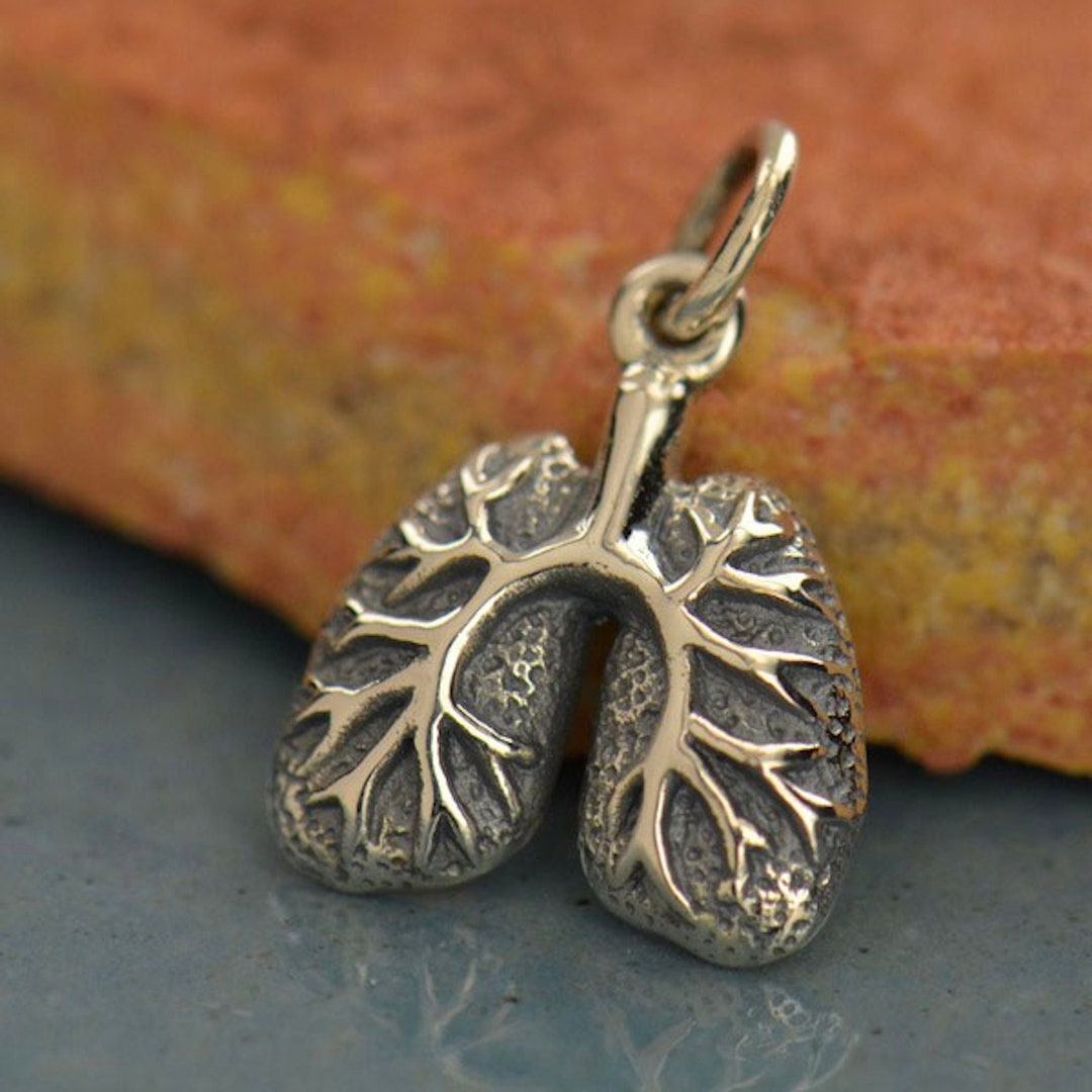 Silver Anatomical Lungs Charm Necklace, Goth Steampunk, Medical Staff ...