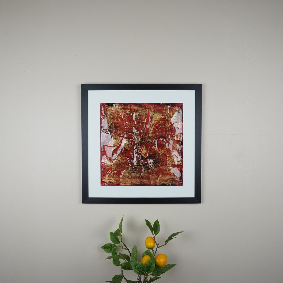 Embered Scarlet - Gemstone-inspired Wall Art - 17x17" Metal Frame - Etsy