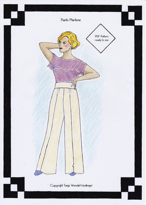 1940s Pants Marlene PDF Pattern Size US18/UK22/DE48 and | Etsy