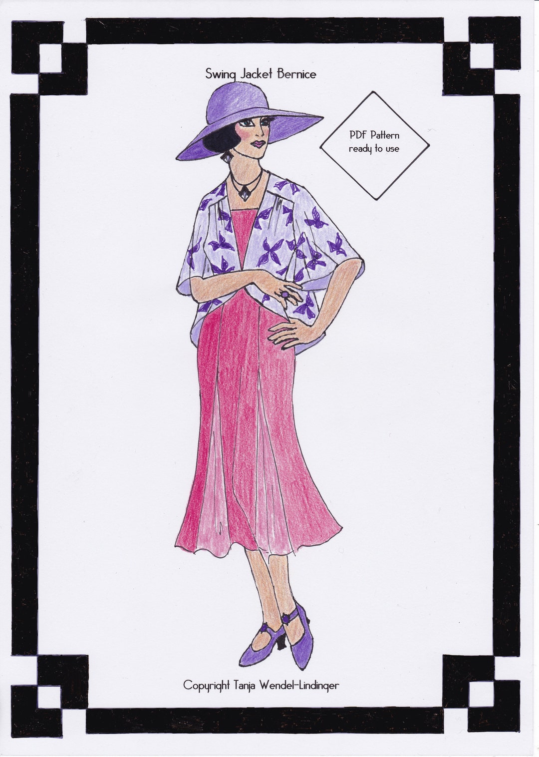 1940s Swing Jacket Bernice - PDF Pattern Sizes US14/UK18/DE44 and ...