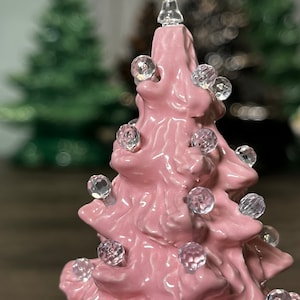 6 Inch Pink Ceramic Christmas Tree With Clear Lights - Etsy