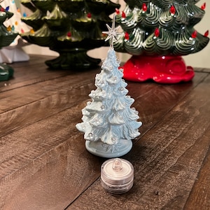 6 Inch Light Blue Ceramic Christmas Tree With Clear Lights - Etsy
