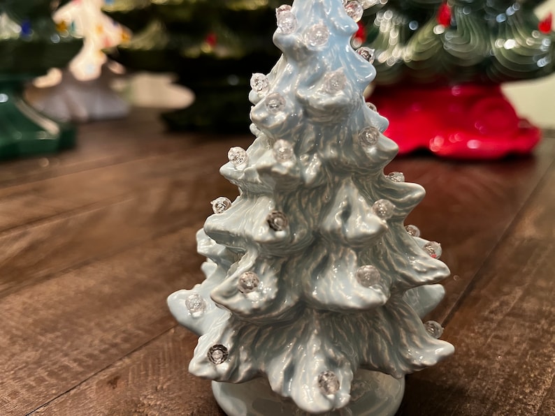 6 Inch Light Blue Ceramic Christmas Tree With Clear Lights - Etsy