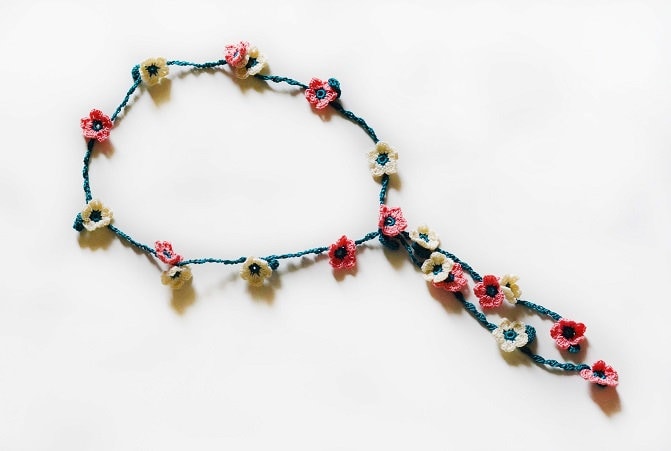 Crochet Necklace Pattern Crochet Flowers Necklace Pattern - Etsy