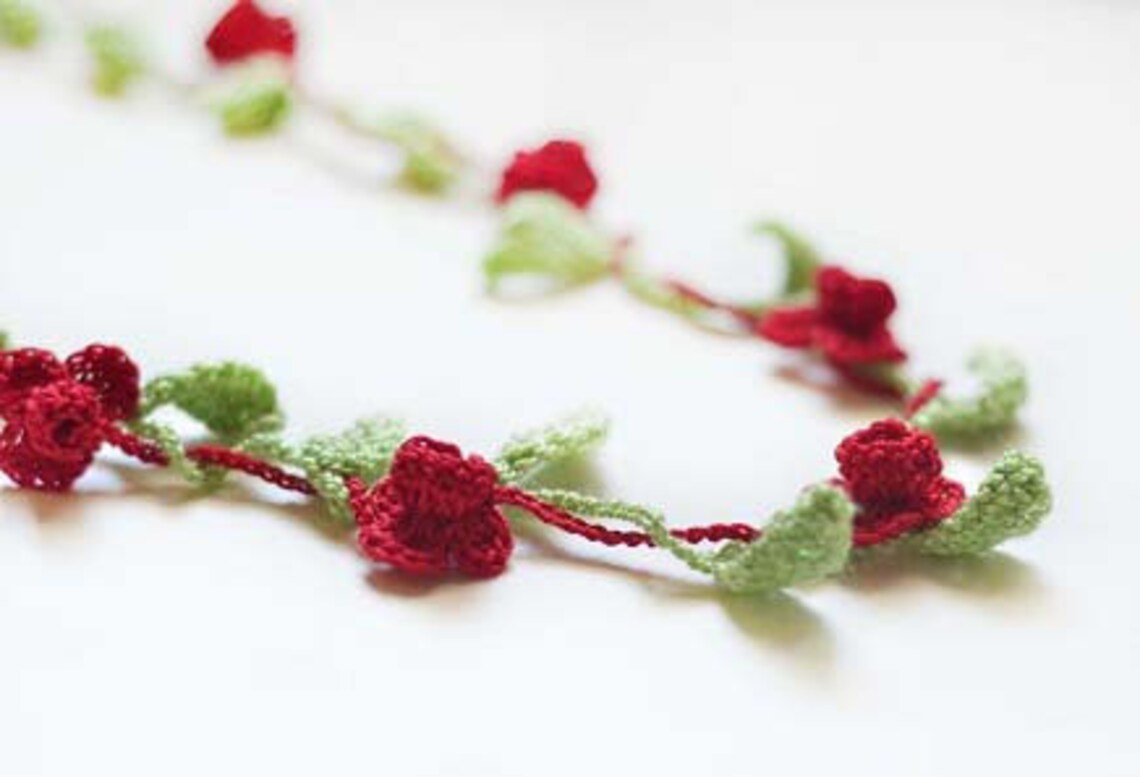 Crochet Necklace Pattern Crochet Flower Necklace Pattern - Etsy