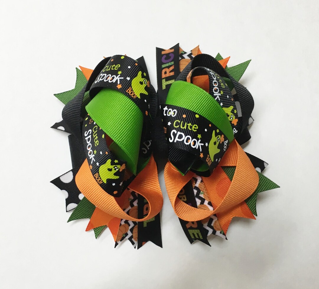 Halloween Hair Bow, Stacked Boutique Hair Bow, Large Hair Bow, Too Cute ...