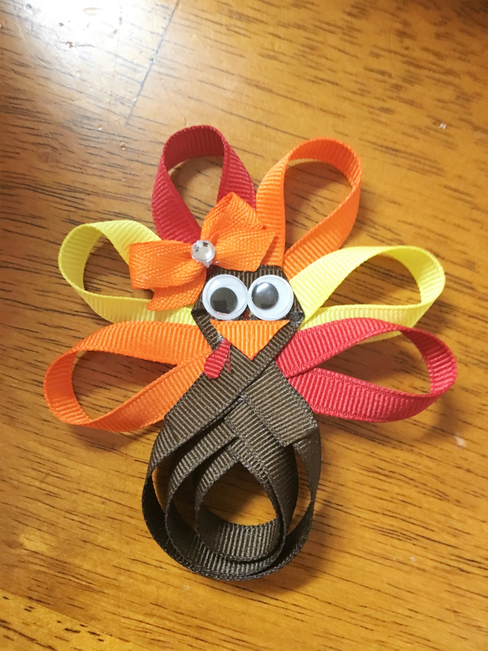 Turkey Hair Bow, Turkey Hair Clip, Thanksgiving Hair Bow, Turkey Ribbon ...