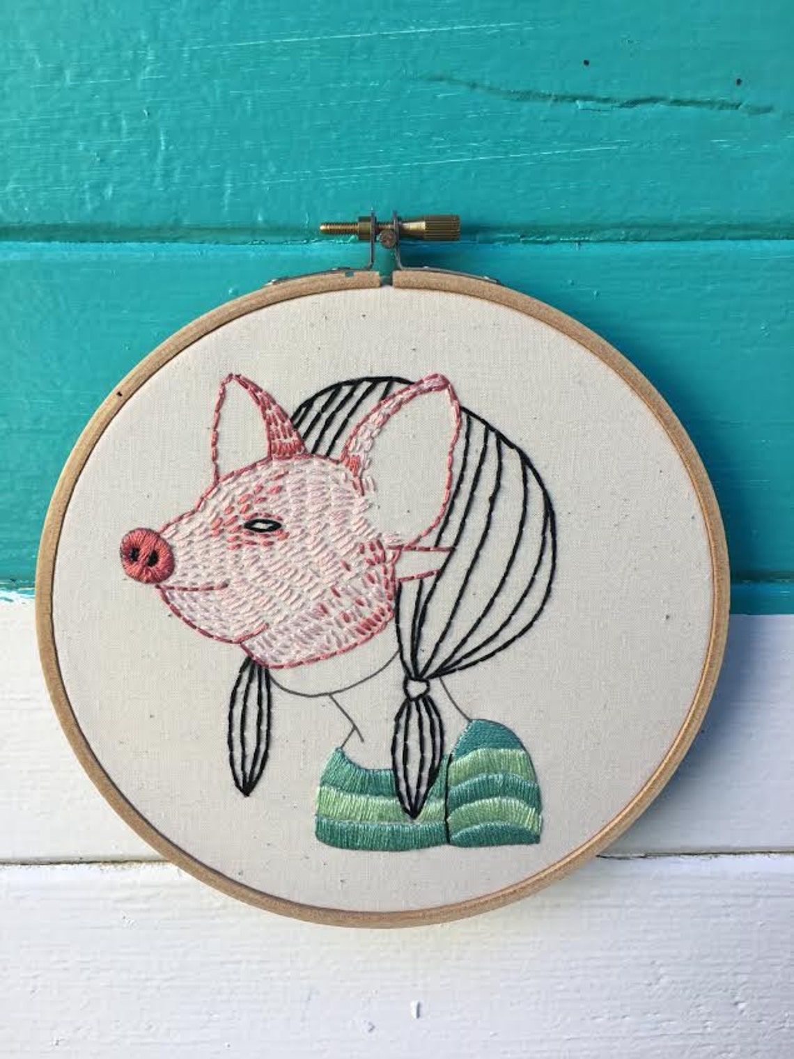 Hand Embroidery Pattern Embroidery Pattern P is for Pig | Etsy