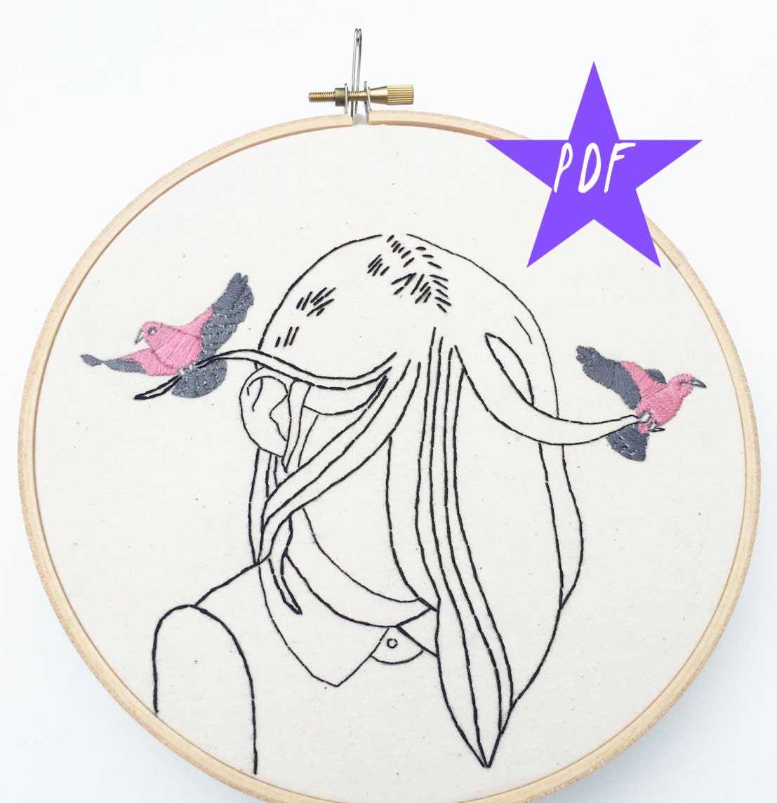 Embroidery Pattern Modern Embroidery Pattern Introvert PDF - Etsy Israel