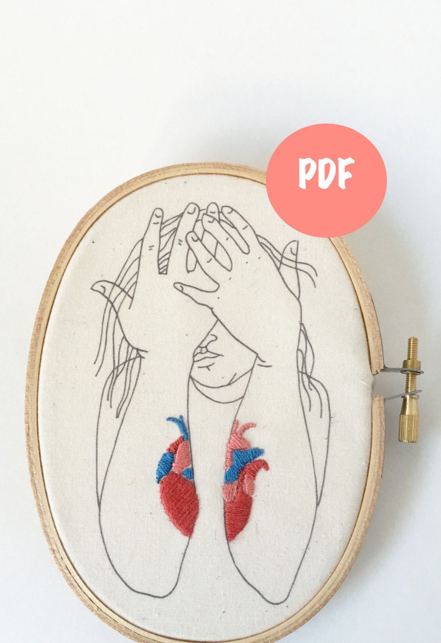 Hand Embroidery Pattern Embroidery Pattern Girl With Heart | Etsy