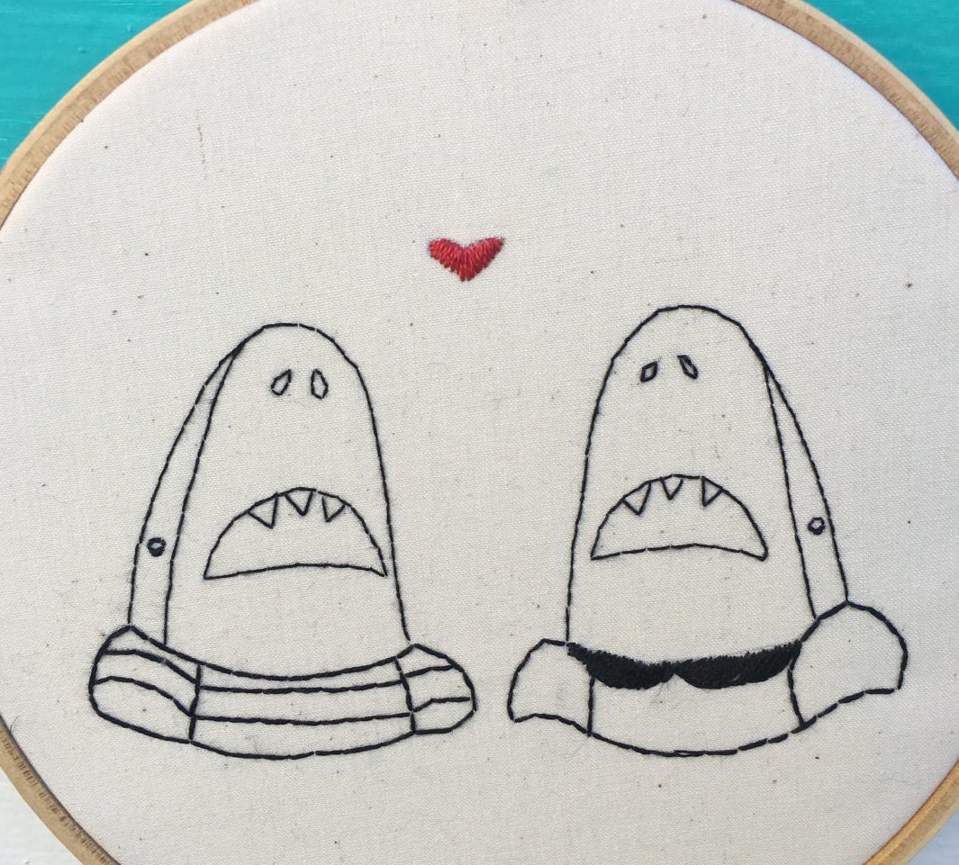Hand Embroidery Pattern Shark Embroidery Pattern Embroidery | Etsy