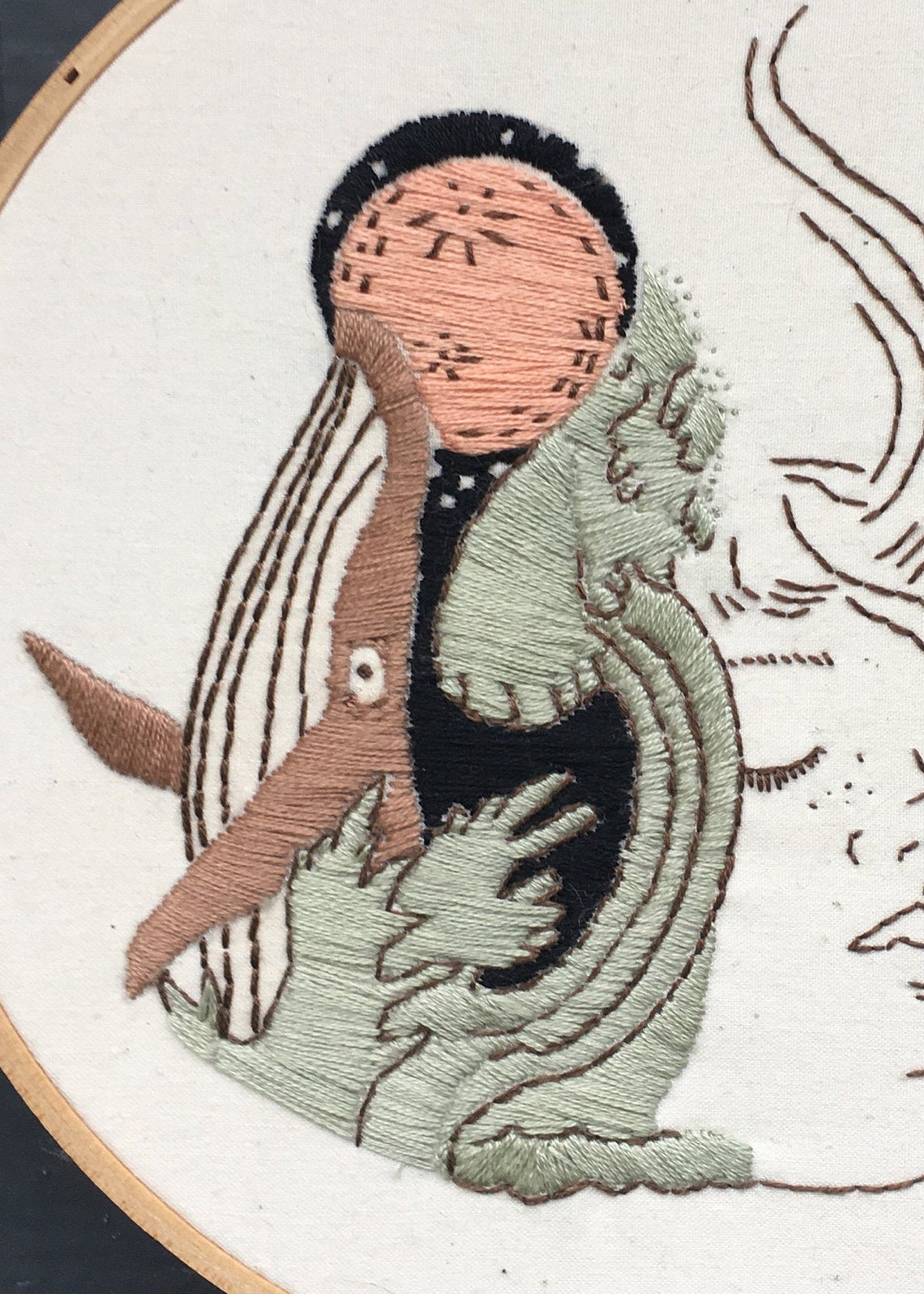 Ocean Face Embroidery Pattern, 7in Hoop (PDF) - Etsy