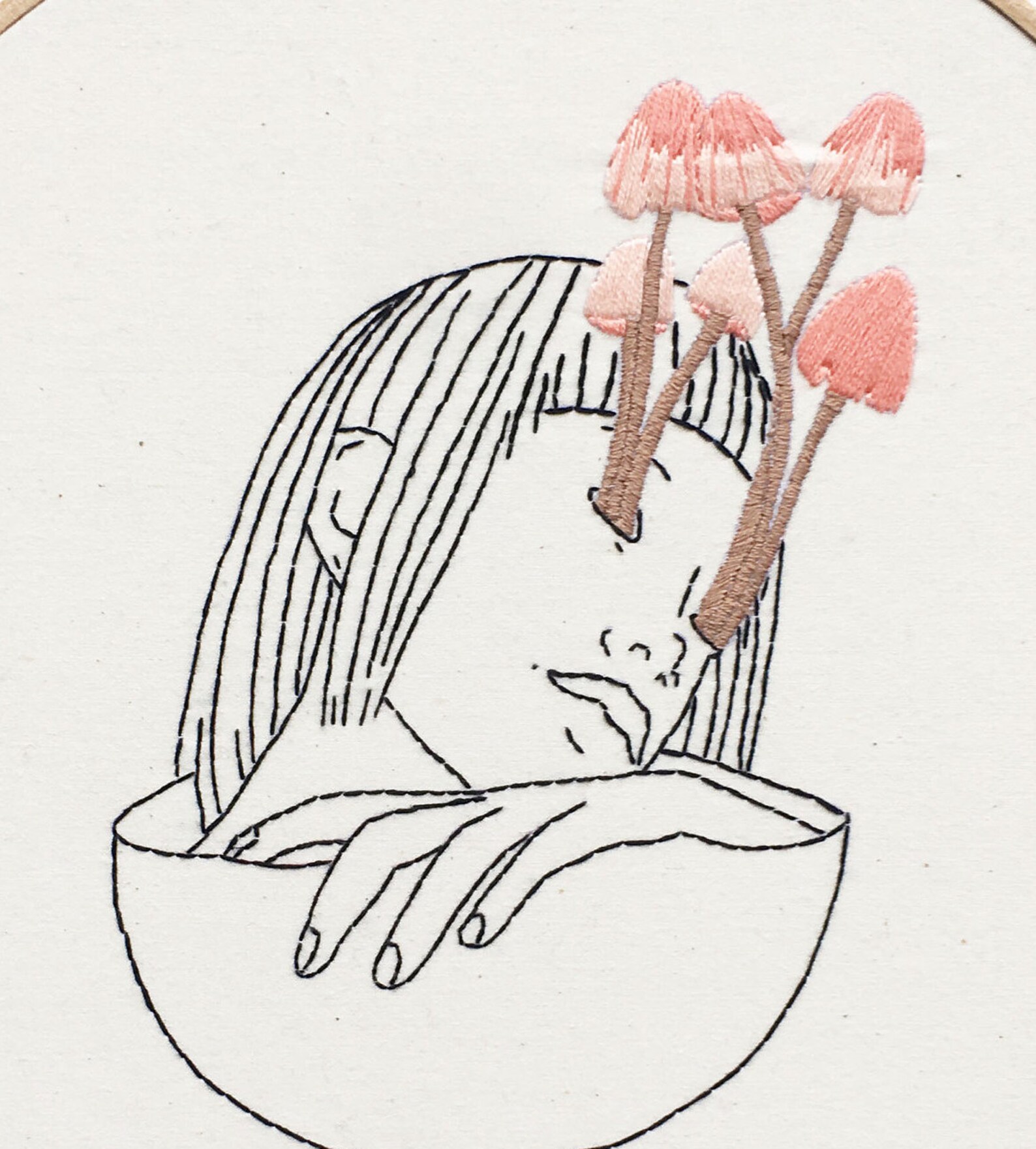 Hand Embroidery Pattern Embroidery Pattern Pink Mushroom PDF - Etsy