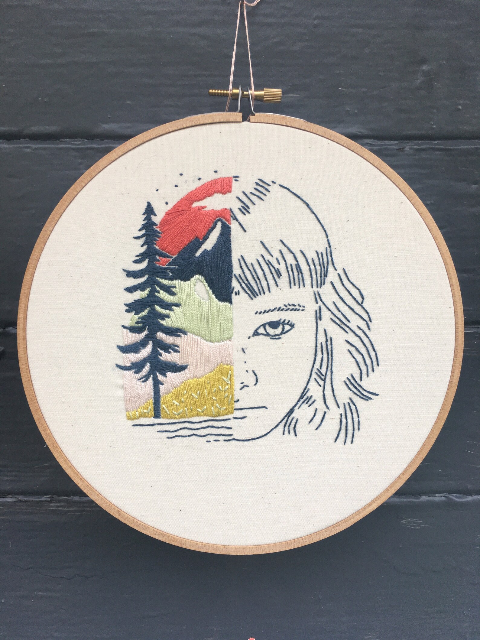Hand Embroidery Pattern, Woman and Landscape (PDF) - Etsy