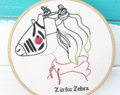 Embroidery Pattern Hand Embroidery Pattern Z is for Zebra - Etsy